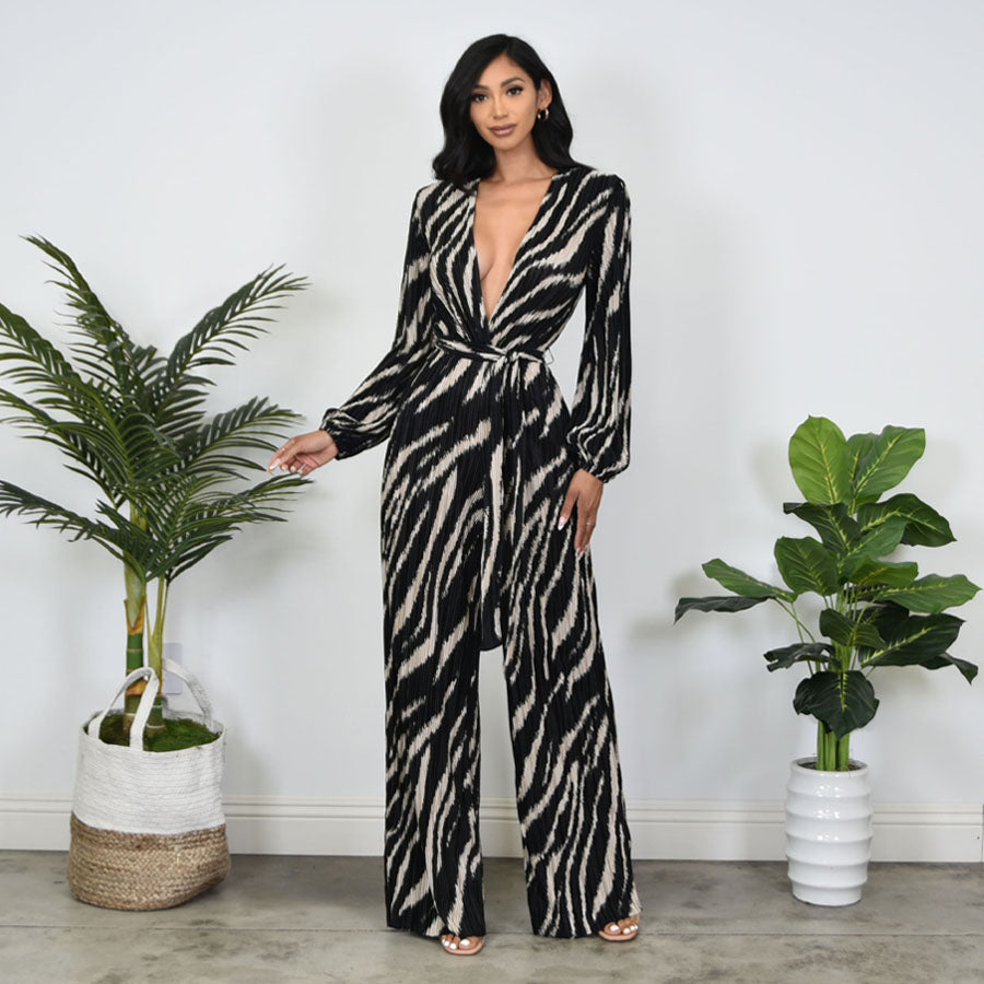 APRIL ZEBRA PRINT LONG SLEEVE JUMPSUIT – Jaded Storm